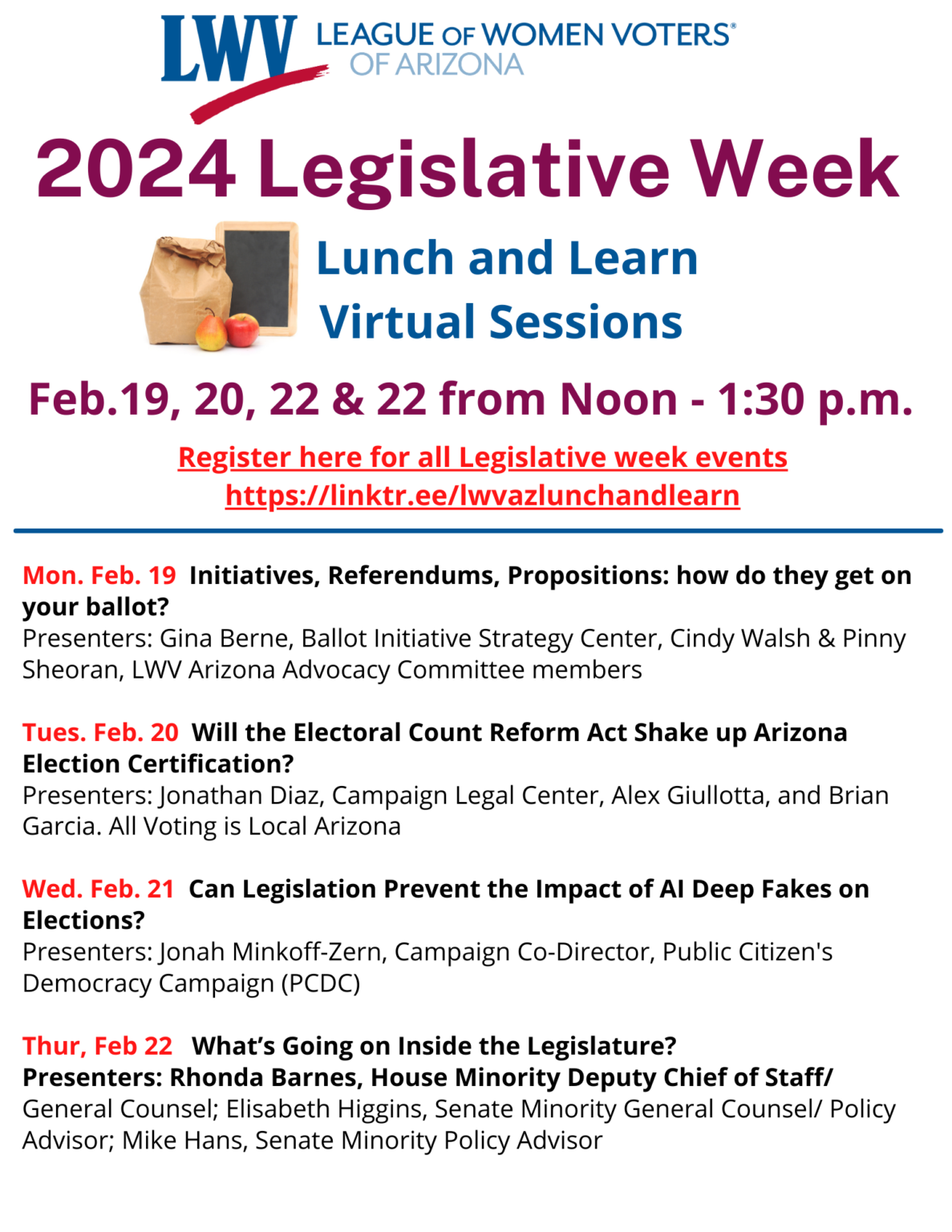 Read League of Women Voters of AZ 2024 Legislative Week – February 19 ...