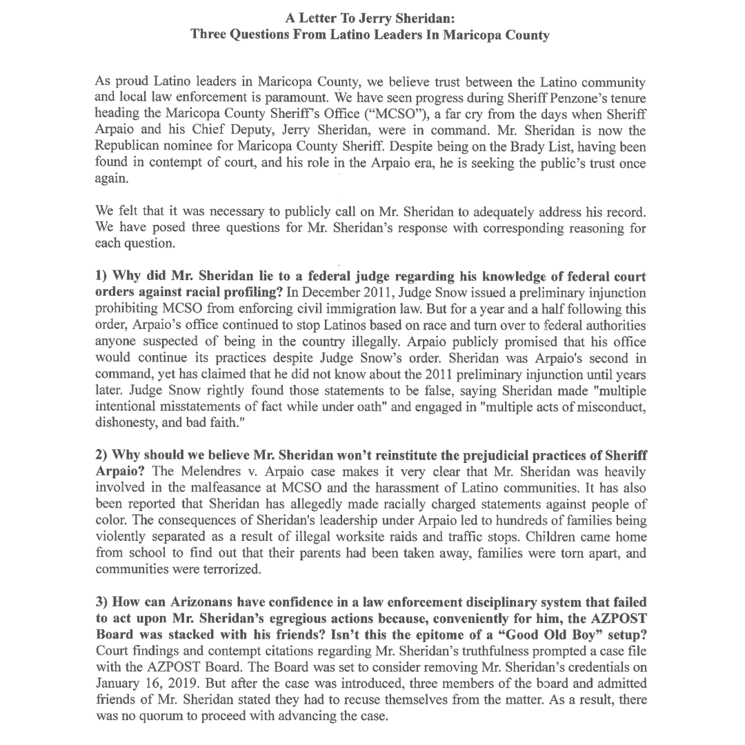 Read In a Newly Released Video, Maricopa County Sheriff Candidate Jerry ...